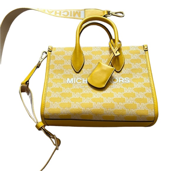 Michael Kors | Bags | New Michael Kors Mk Yellow Gold Purse Designer ...